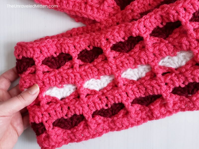 Happy Hearts Crochet Scarf Pattern - The Unraveled Mitten