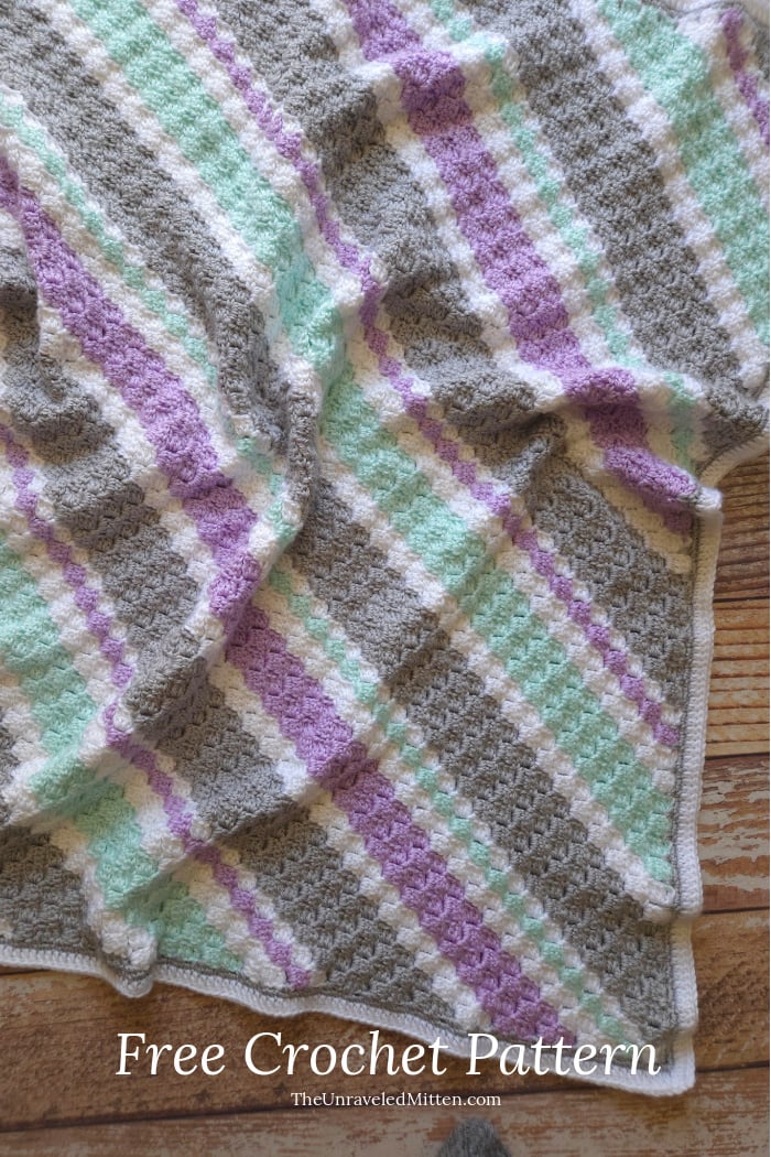 C2C Rectangle Baby Blanket Crochet Pattern - The Unraveled Mitten